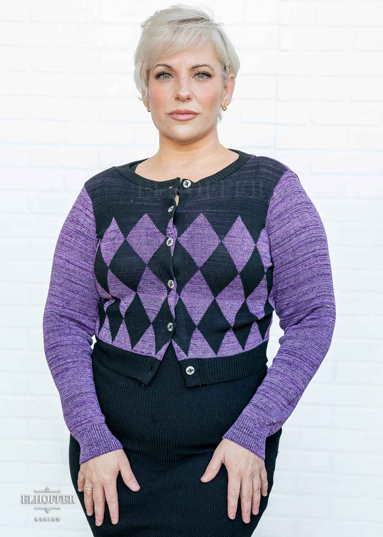 Essential Purple Diamonds Cardigan – Elhoffer Design