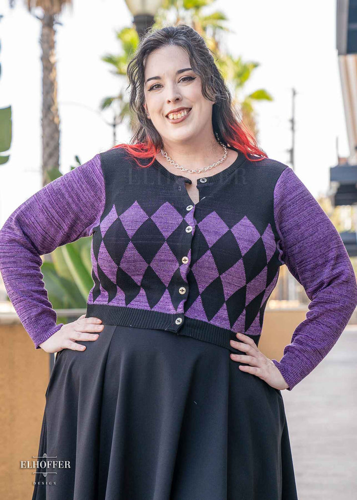 Essential Purple Diamonds Cardigan – Elhoffer Design
