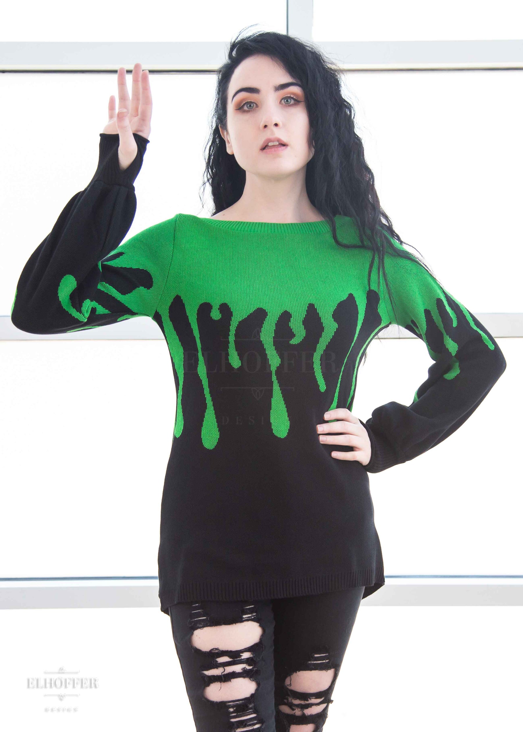 Essential Slime Goth Drip Oversize Sweater – Elhoffer Design
