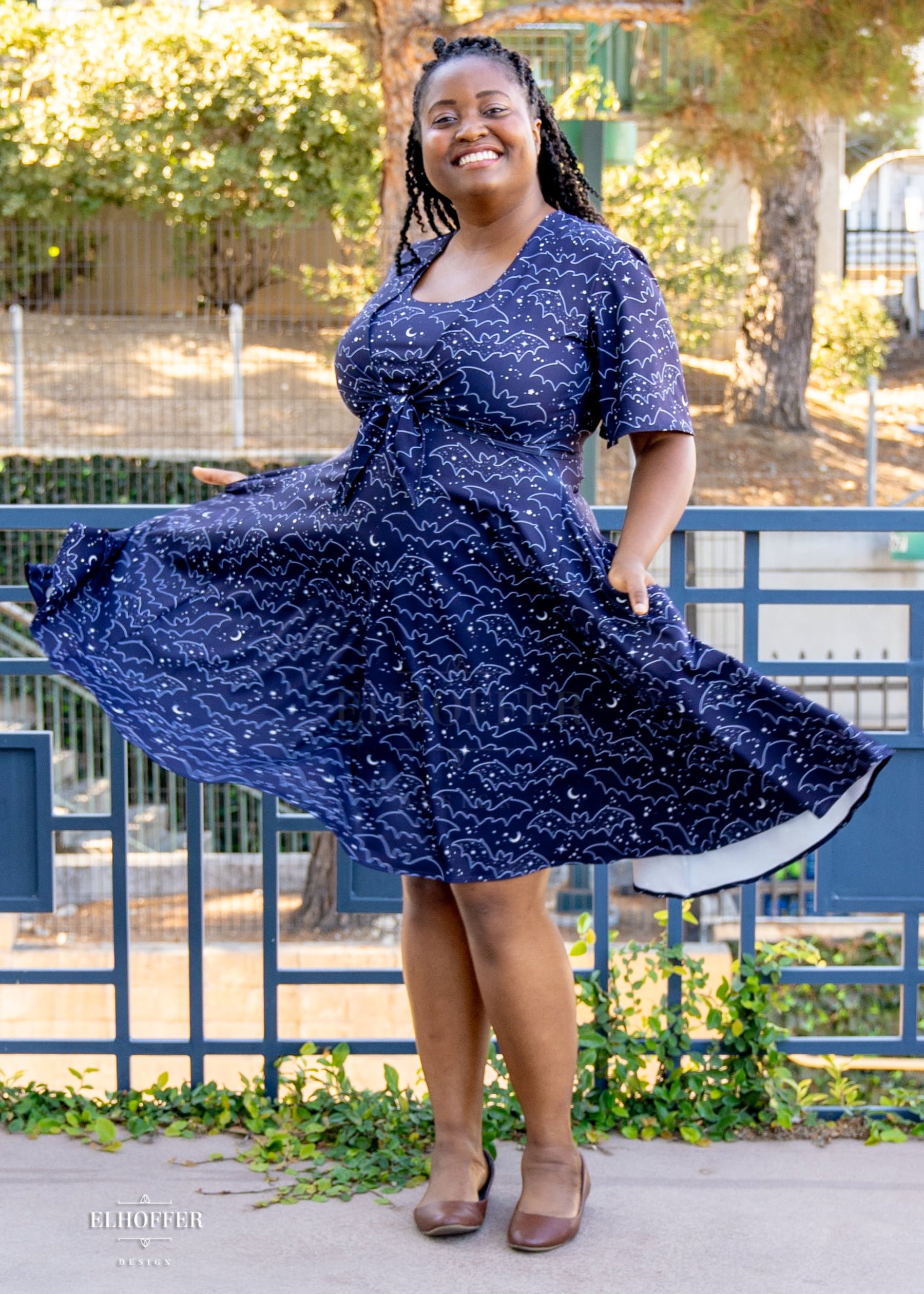 Essential Knee Length Dress - Batty Night – Elhoffer Design