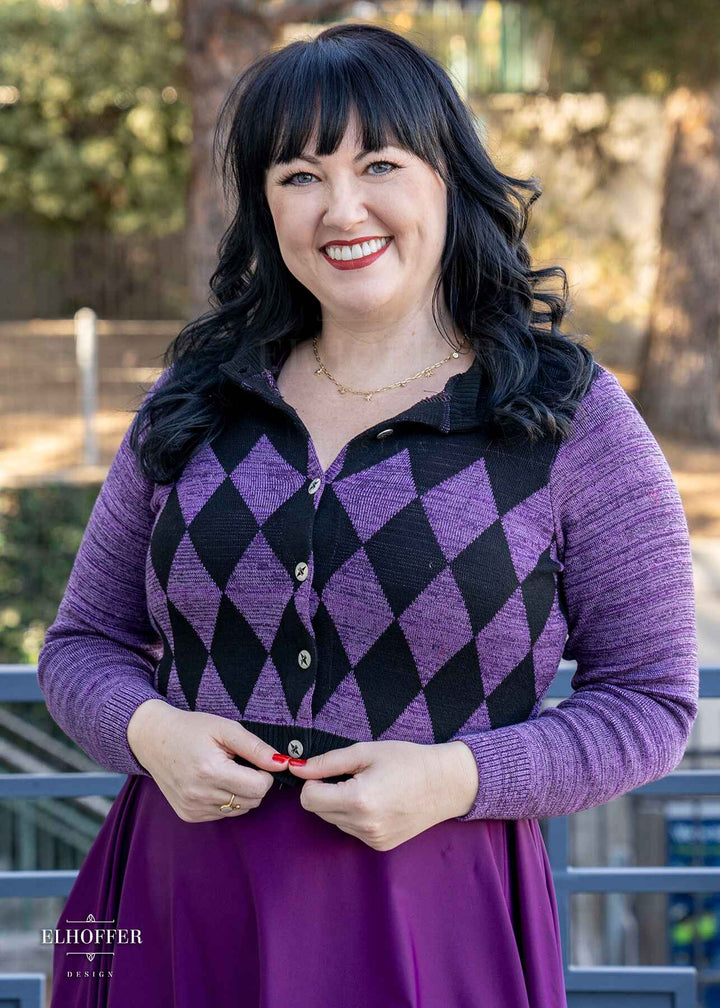 Essential Purple Diamonds Cardigan – Elhoffer Design