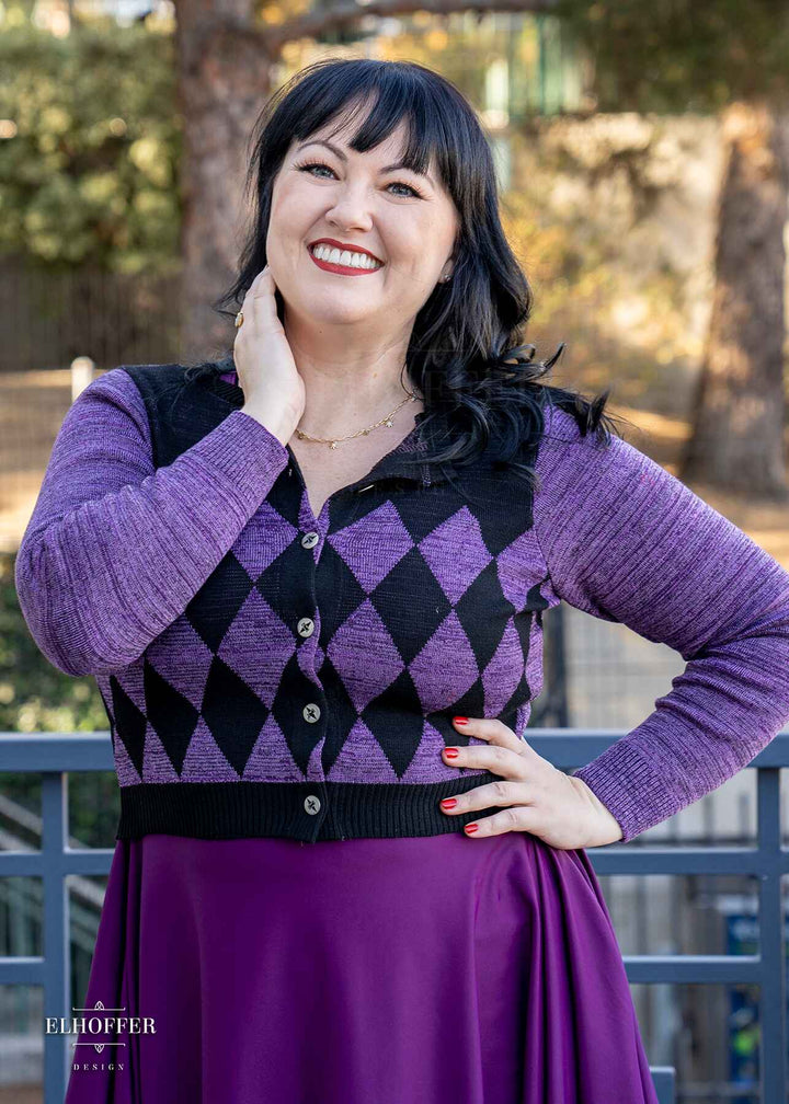 Essential Purple Diamonds Cardigan – Elhoffer Design