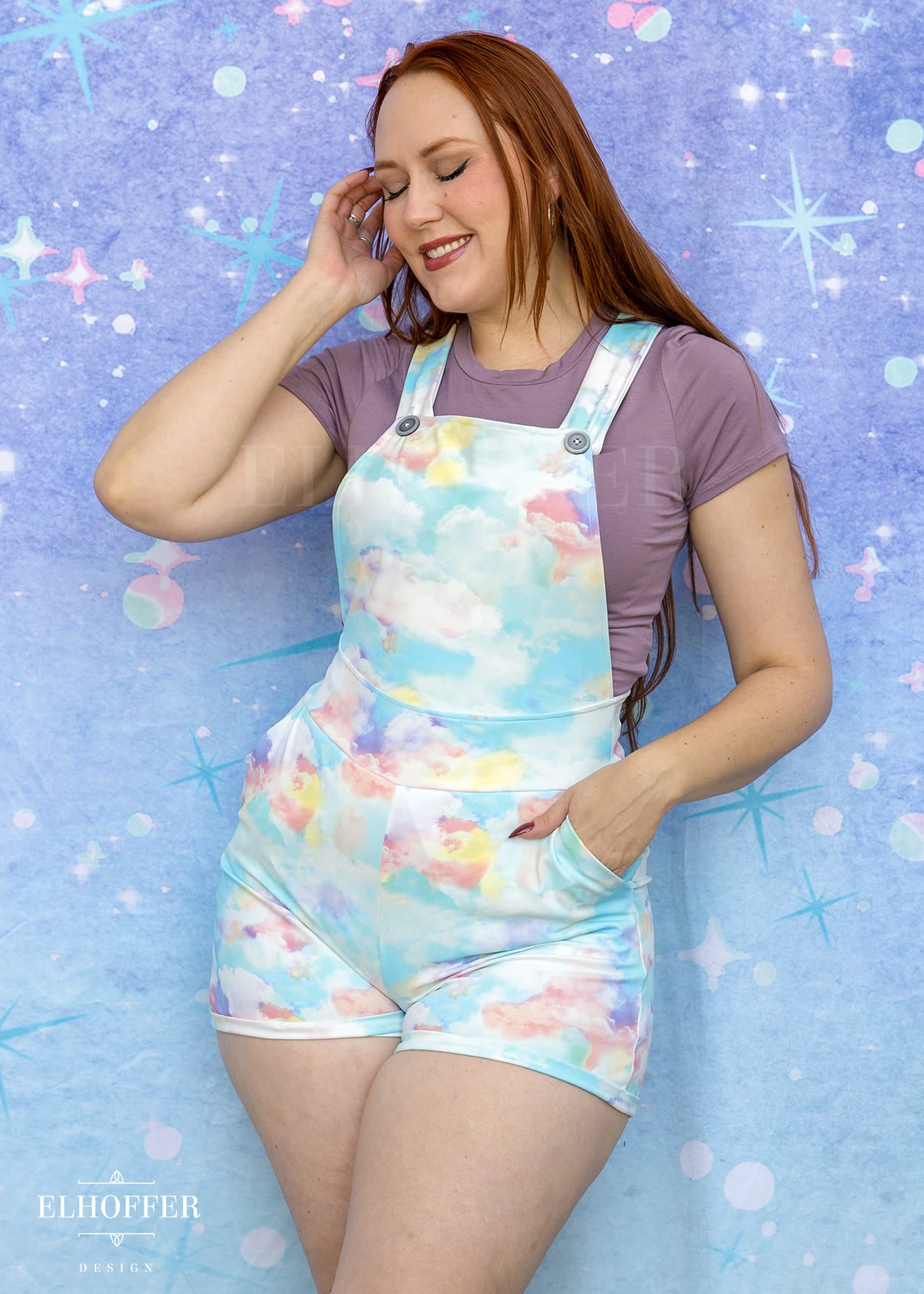 Essential Taurus Overalls - Rainbow Pastel Clouds – Elhoffer Design