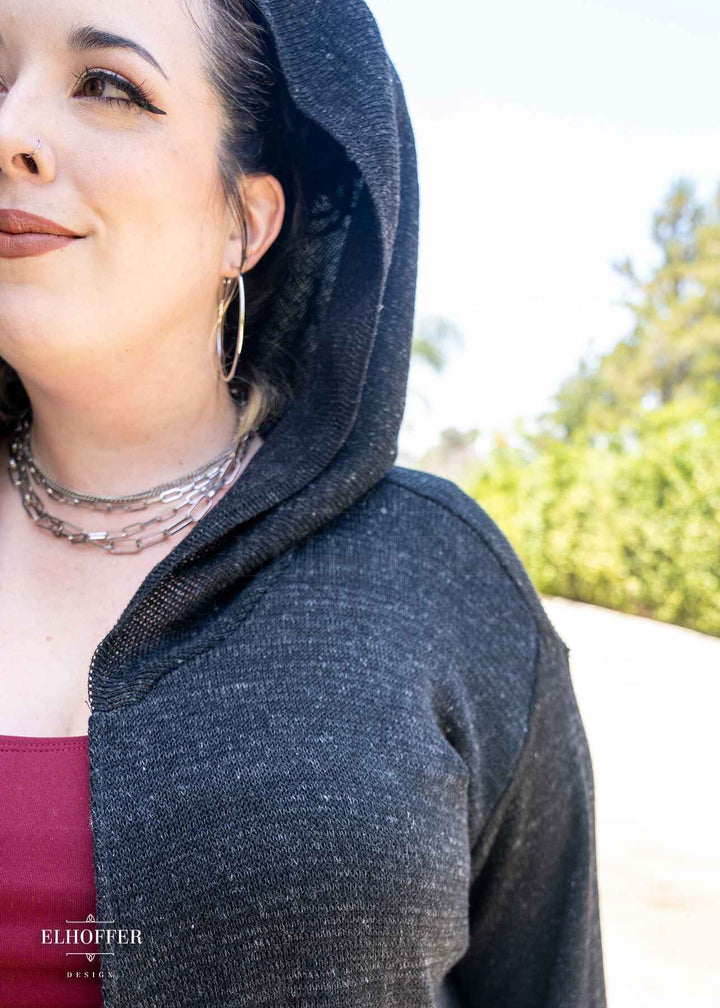 Essential Sunset Longline Cardigan - Heathered Black – Elhoffer Design