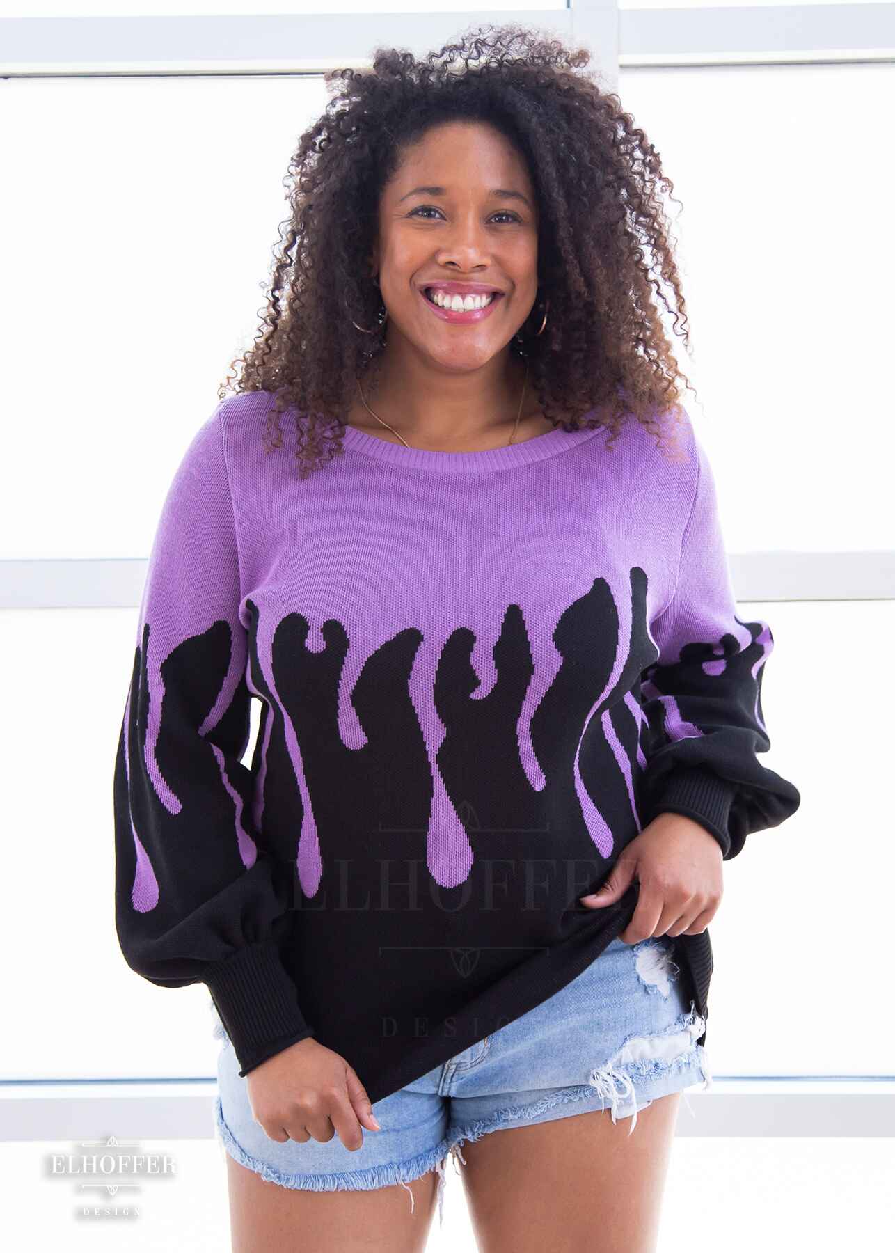 Essential Pastel Goth Drip Oversize Sweater - Lavender – Elhoffer Design
