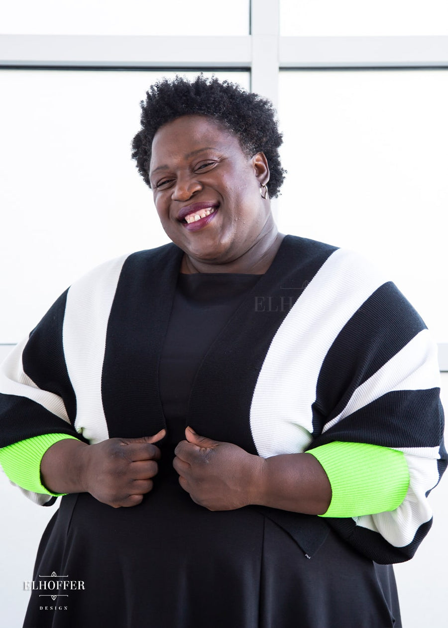 Essential Cropped Oversize Shrug - Showtime Stripe – Elhoffer Design